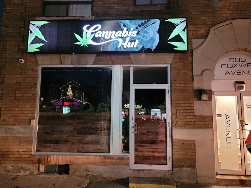 Illuminated Fascia Sign and Window Graphics for Cannabis Hut by 6ix Signs
